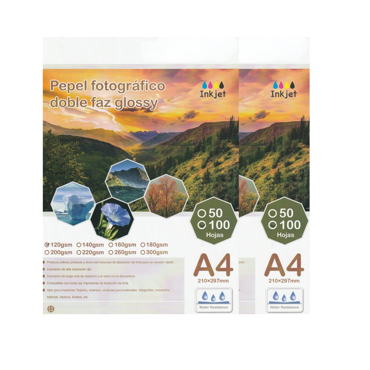 Papel Fotográfico Glossy Doble Cara 120gr A4 Lee Centro 100H – Maluinsumos